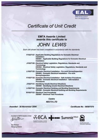 2006-11 - EAL - Intermediate Certificate for Domestic Electrical ...