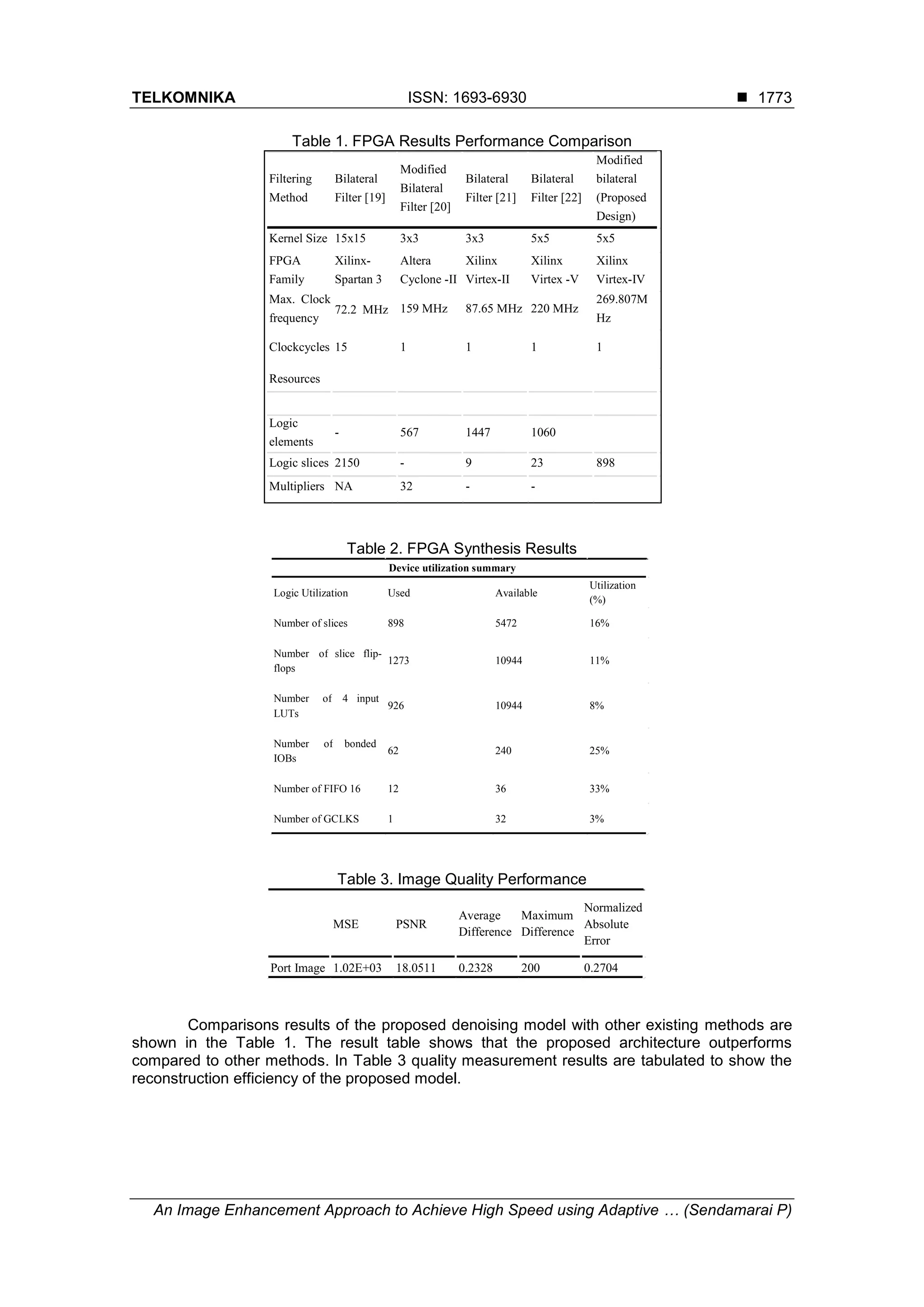 An Image Enhancement Approach To Achieve High Speed Using Adaptive Modified Bilateral Filter For 8607