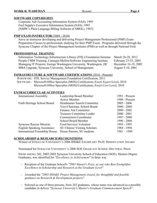Wademan, Mark - Resume | PDF