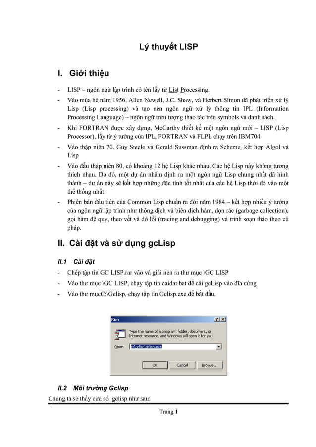 Lý Thuyết Và Bài Tập Thực Hành Golden Common Lisp - ĐH Bách Khoa TP.HCM | PDF