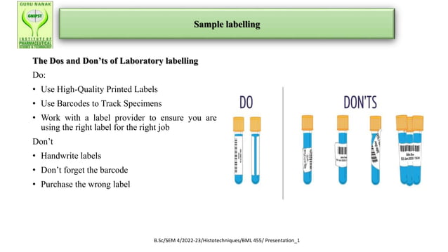 Labelling of samples | PPTX