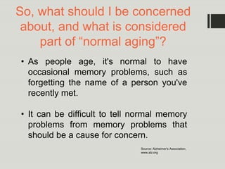 Early Memory Loss vs Normal Aging final | PPTX