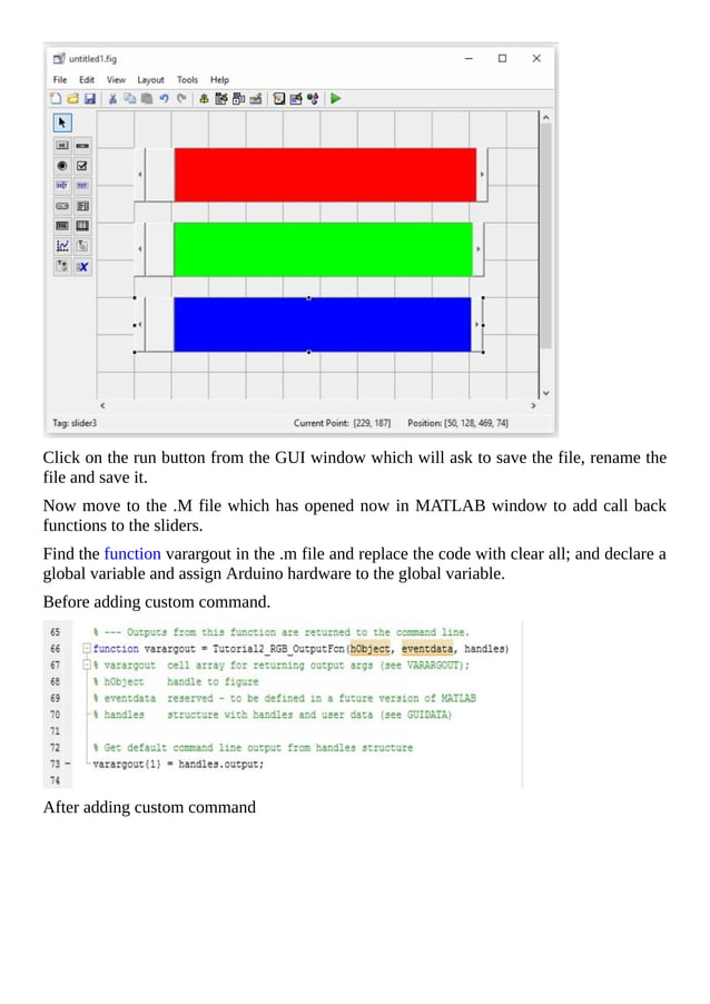 Una guía de inicio rápido de MATLAB a matlab GUI para controlar Arduino | PDF