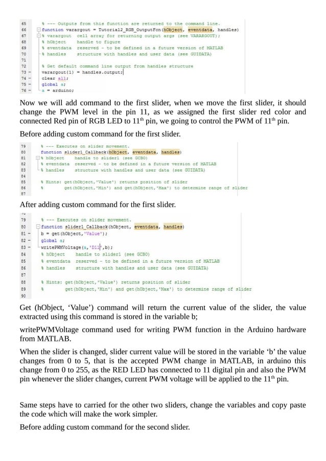 Una guía de inicio rápido de MATLAB a matlab GUI para controlar Arduino | PDF