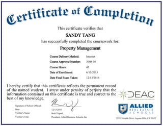 Property Management Certificate | PDF | Education