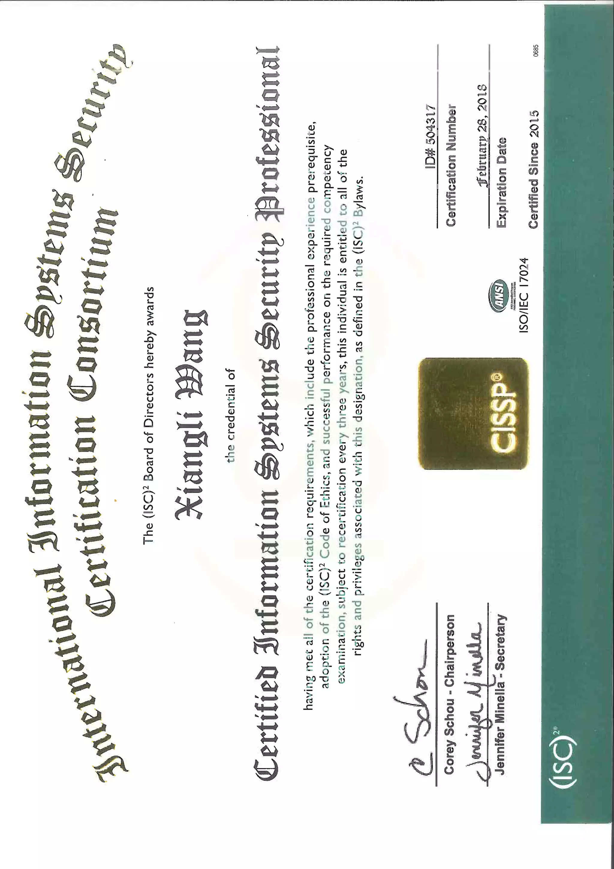 CISSP certificate | PDF