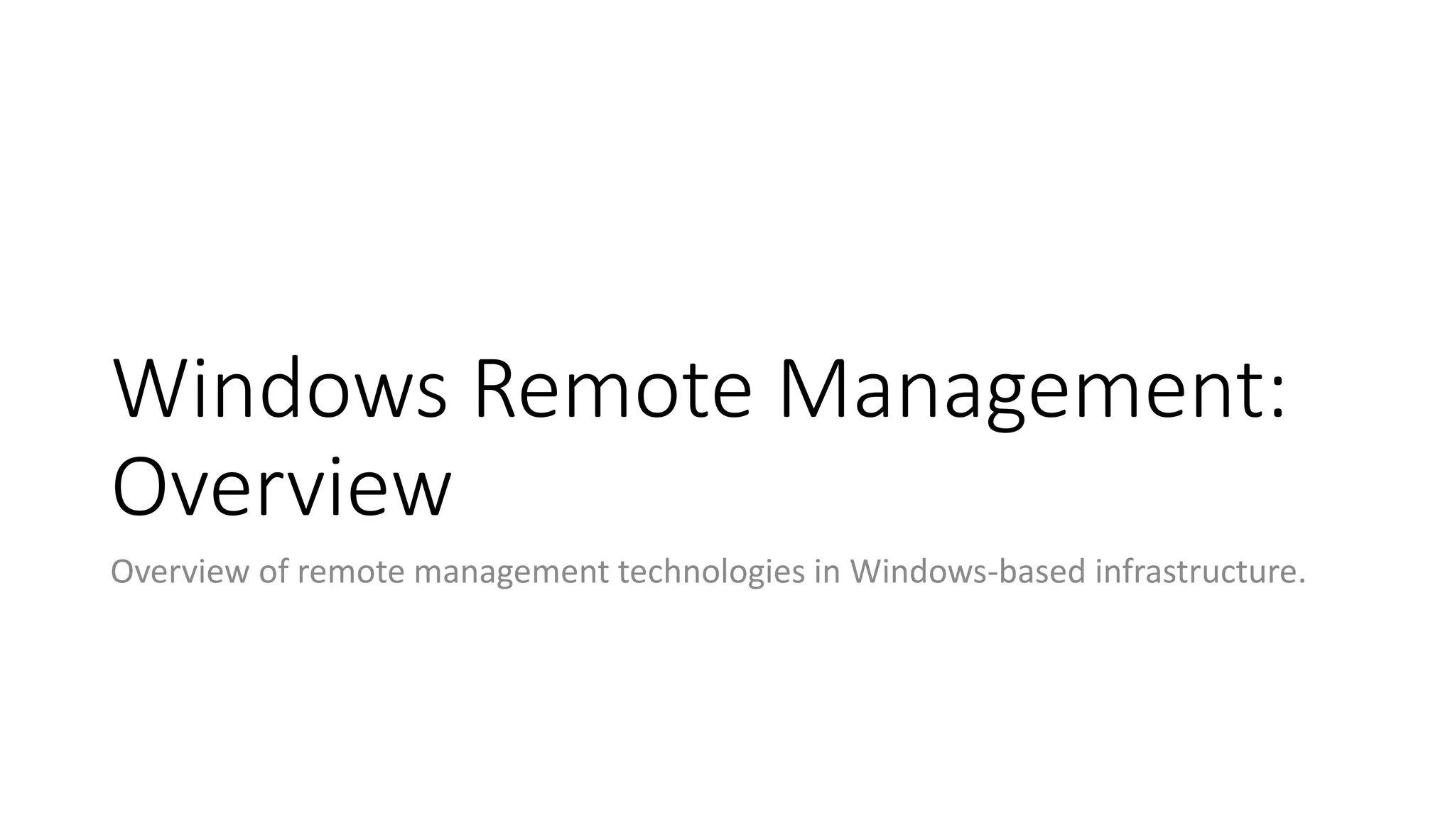 Windows Remote Management - EN | PPT