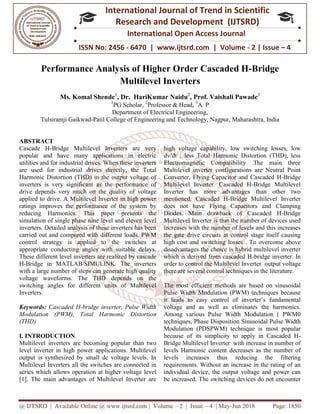 Performance Analysis of Higher Order Cascaded H-Bridge Multilevel Inverters | PDF