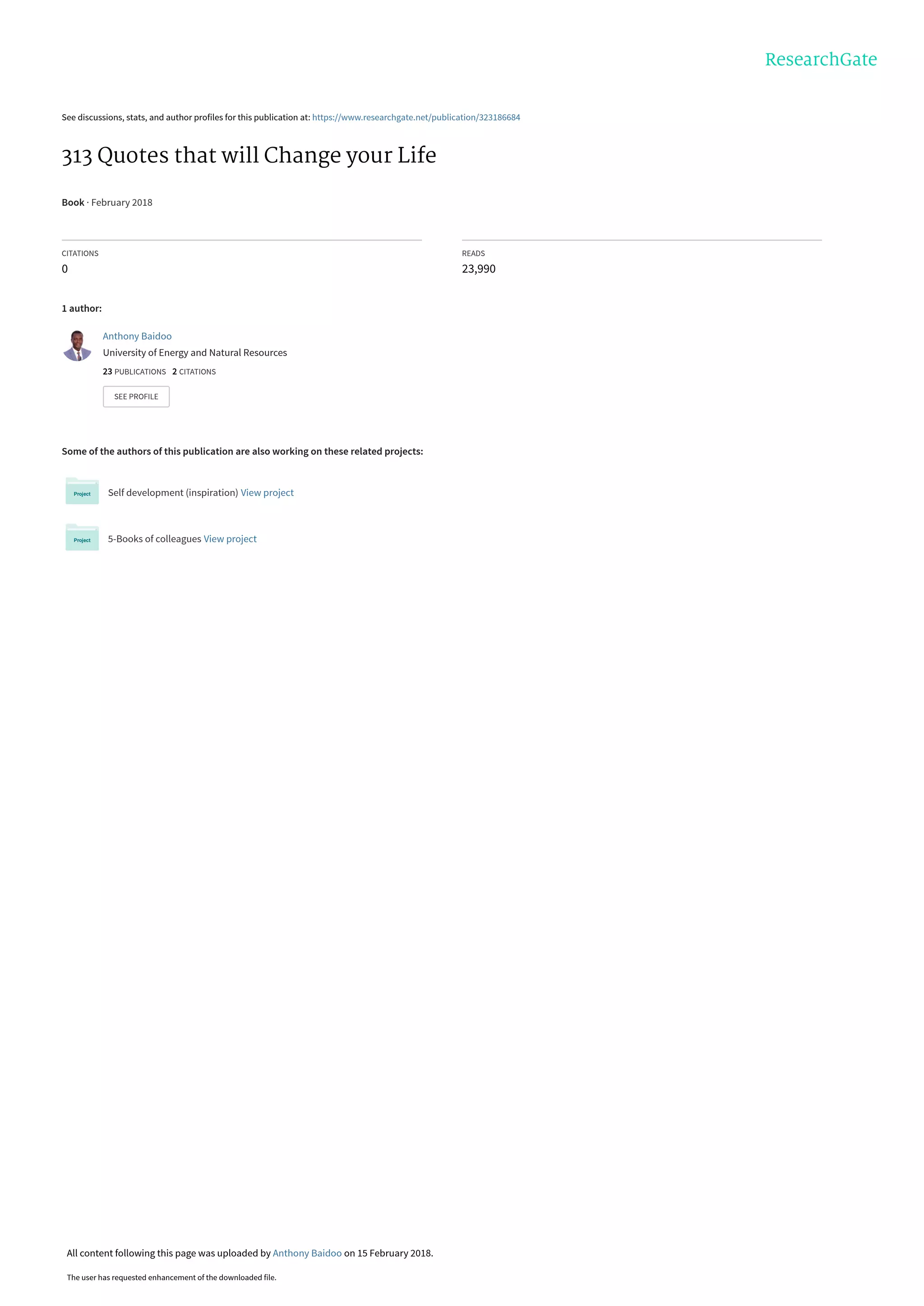 313 Quotes that will Change your Life | PDF