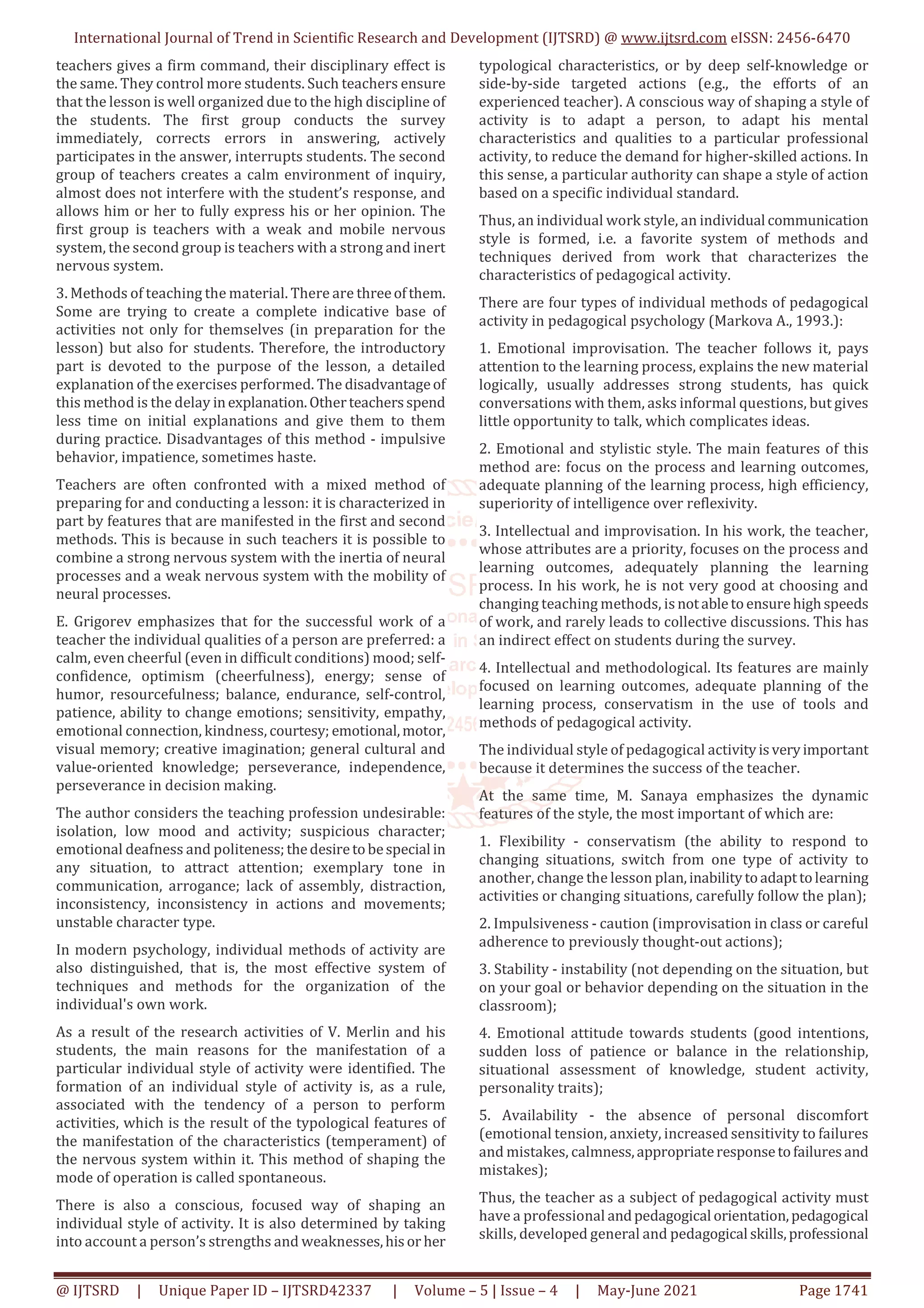 The Concept of Pedagogical Activity and Its Structure Professional ...