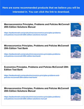 Macroeconomics Principles, Problems and Policies McConnell 20th Edition ...