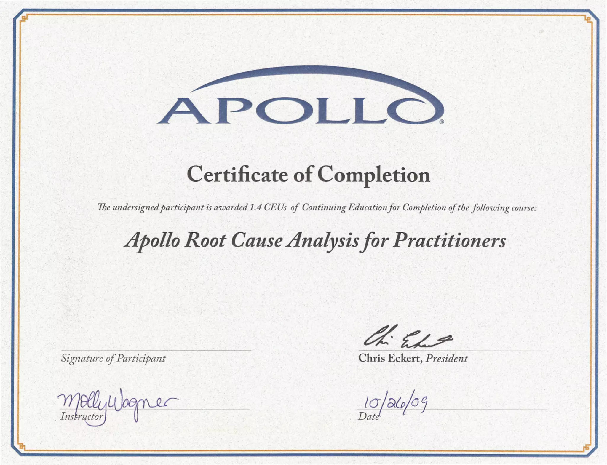 Apollo RCA Certificate | PPT