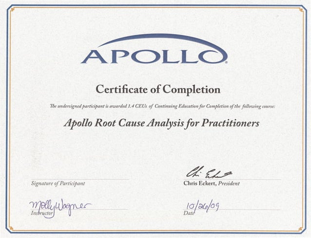 Apollo RCA Certificate | PPT