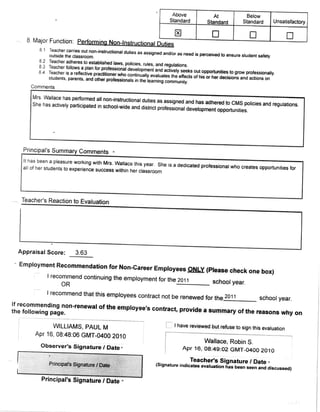 Robin Wallace Observatin and EOY Performance Appraisal | PDF