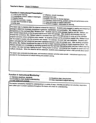 Robin Wallace Observatin and EOY Performance Appraisal | PDF