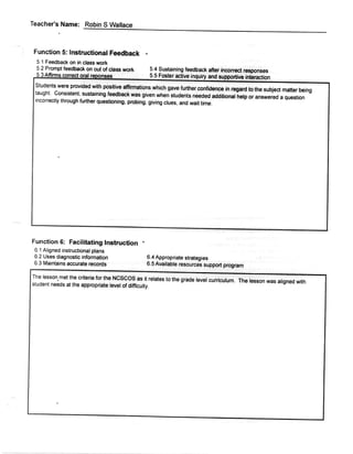 Robin Wallace Observatin and EOY Performance Appraisal | PDF