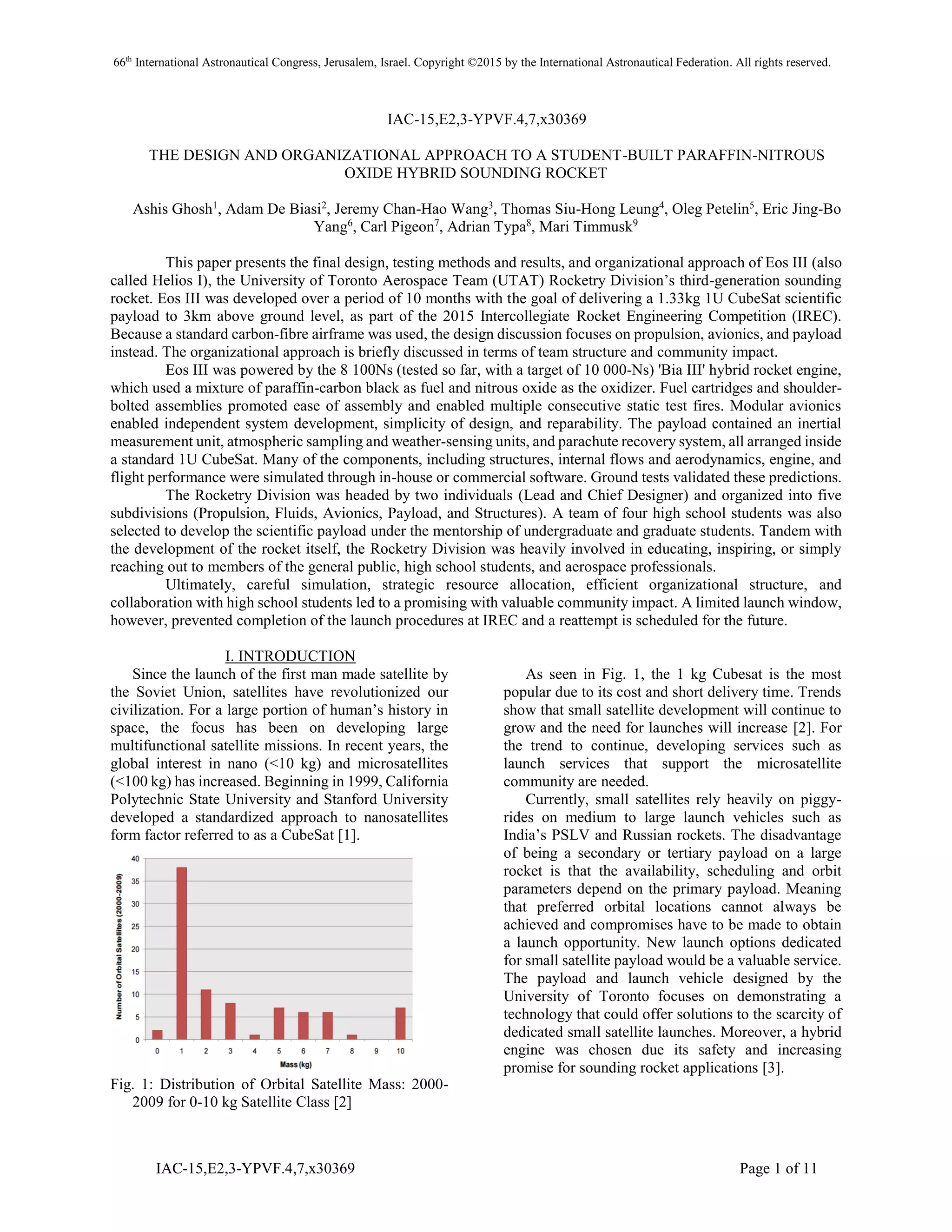 The Design and organization aproach to a student build paraffin nitrous ...