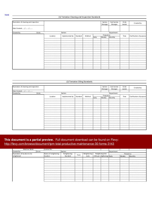 TPM (Total Productive Maintenance) - 30 Templates