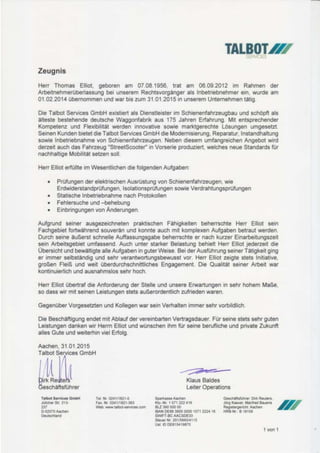 Letter of Recommendation from Talbot - In German | PDF