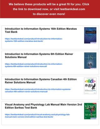 Introduction to Information Systems 16th Edition Marakas Solutions Manual | PDF