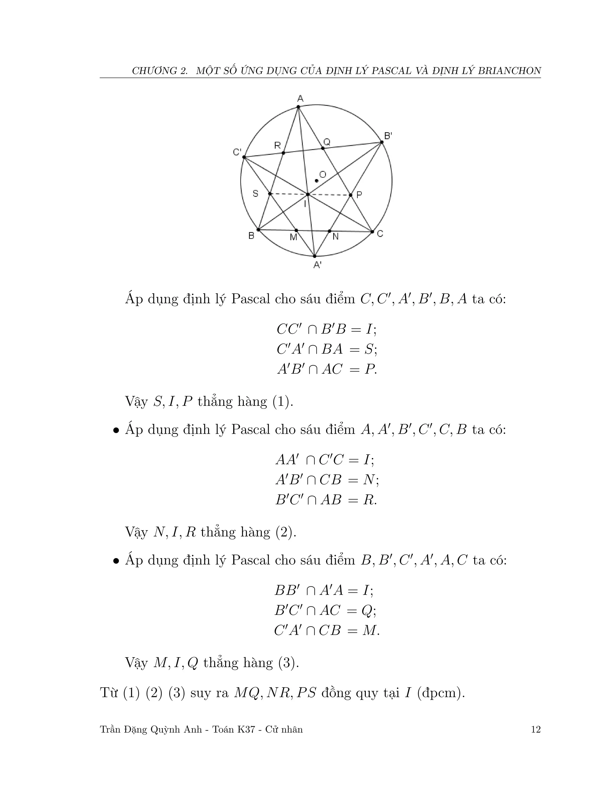 Một số ứng dụng của định lí pascal và định lí brianchon trong hình học ...