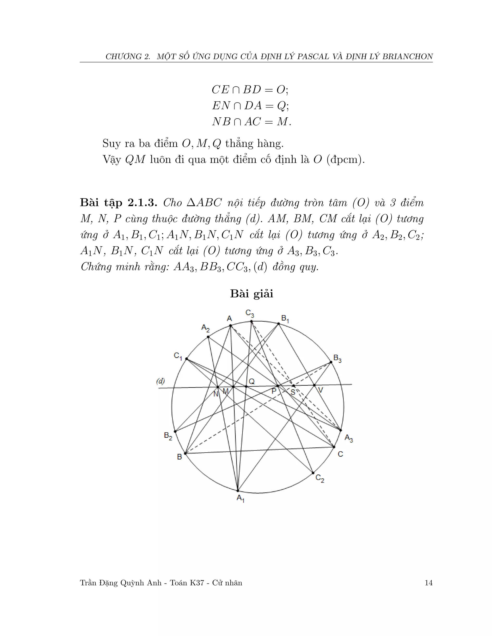 Một số ứng dụng của định lí pascal và định lí brianchon trong hình học ...