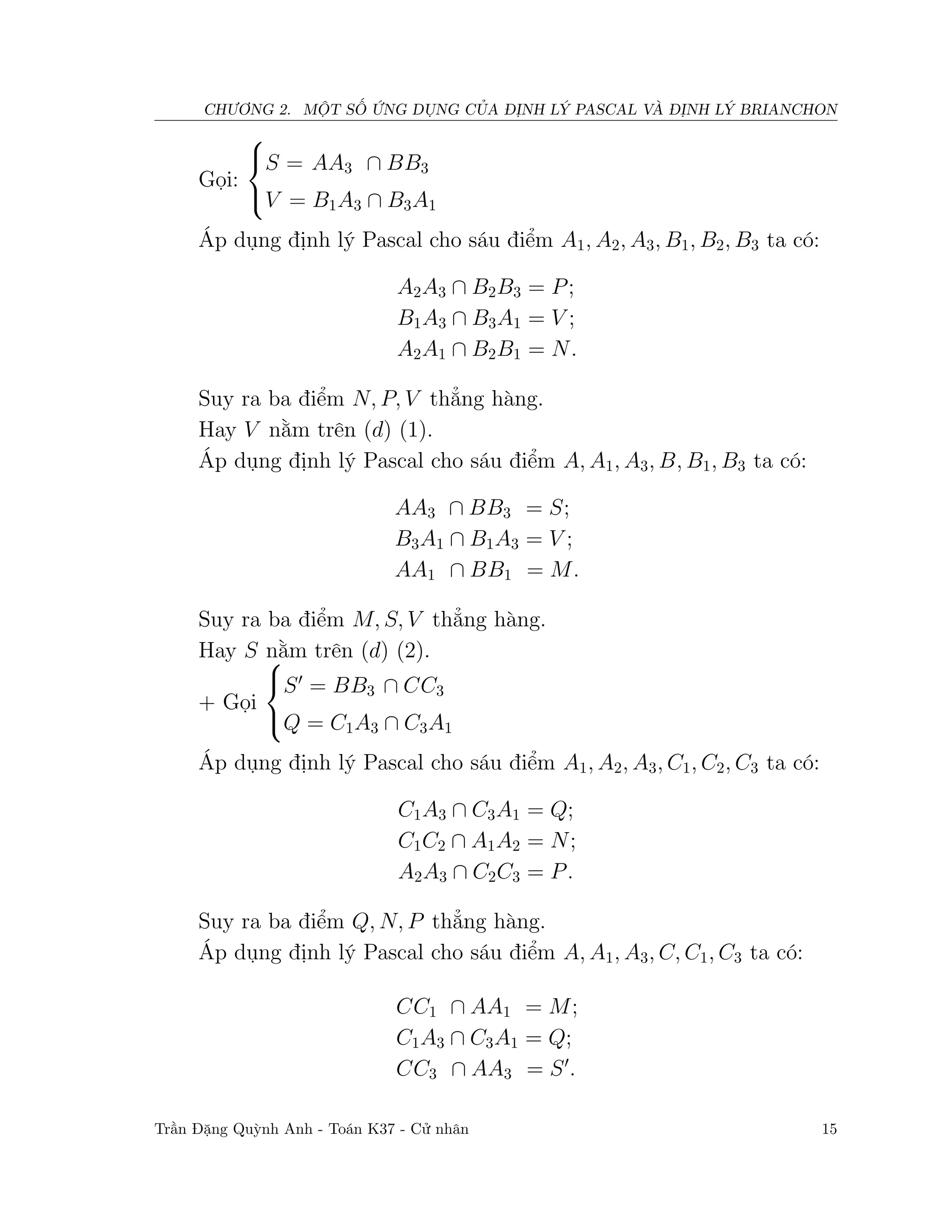 Một số ứng dụng của định lí pascal và định lí brianchon trong hình học sơ cấp | PDF