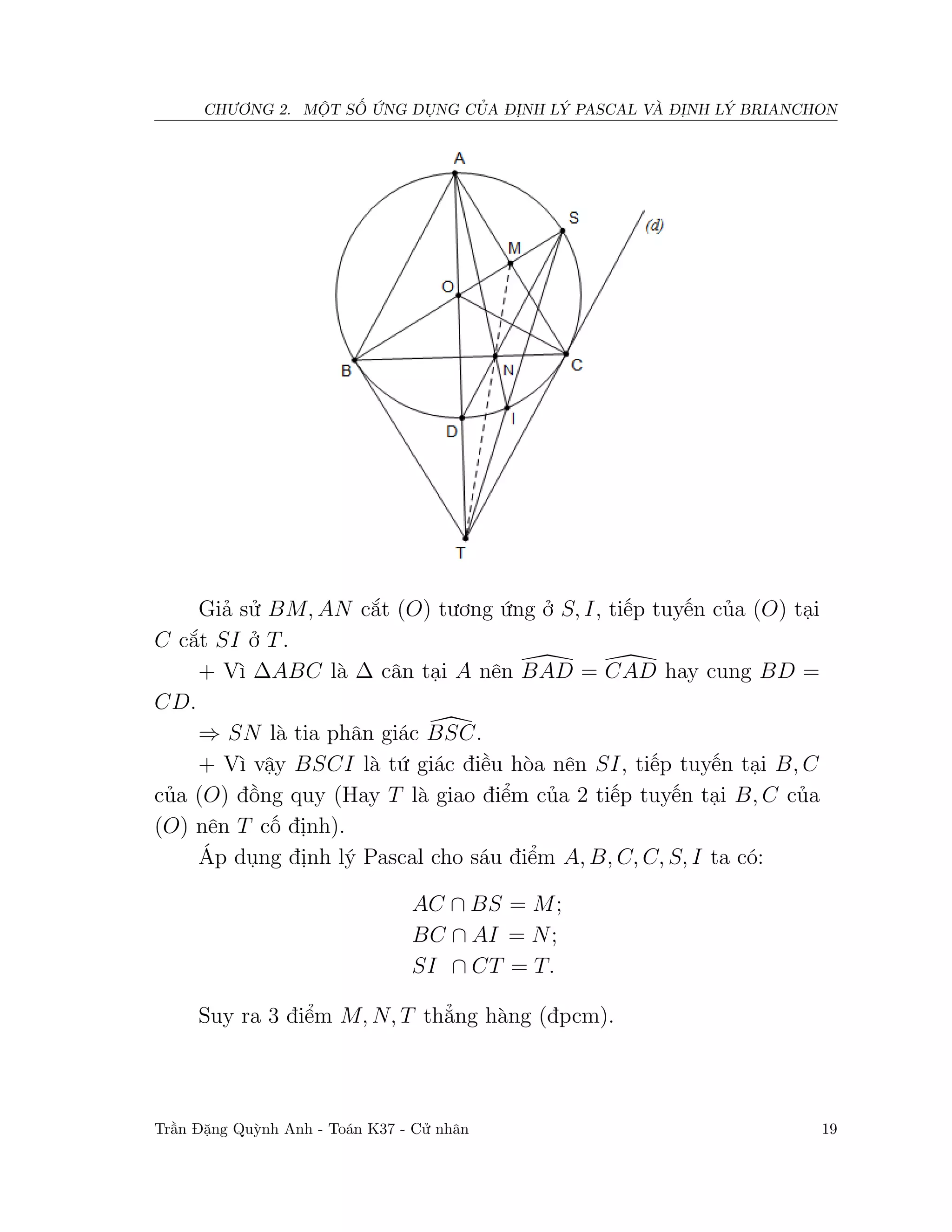 Một số ứng dụng của định lí pascal và định lí brianchon trong hình học ...