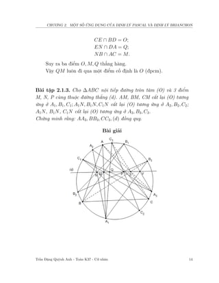 Một số ứng dụng của định lí pascal và định lí brianchon trong hình học ...