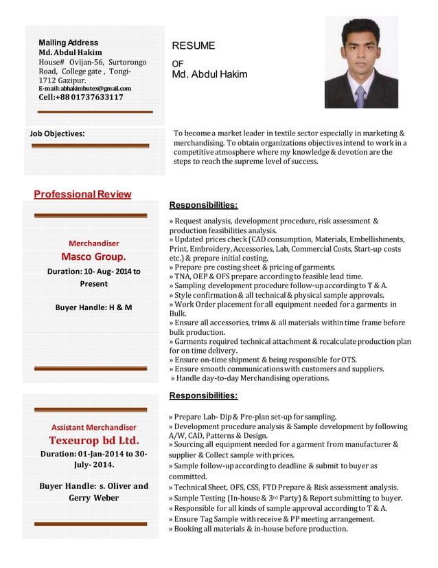 HAkim -CV | DOCX | Apparel Industry | Industries