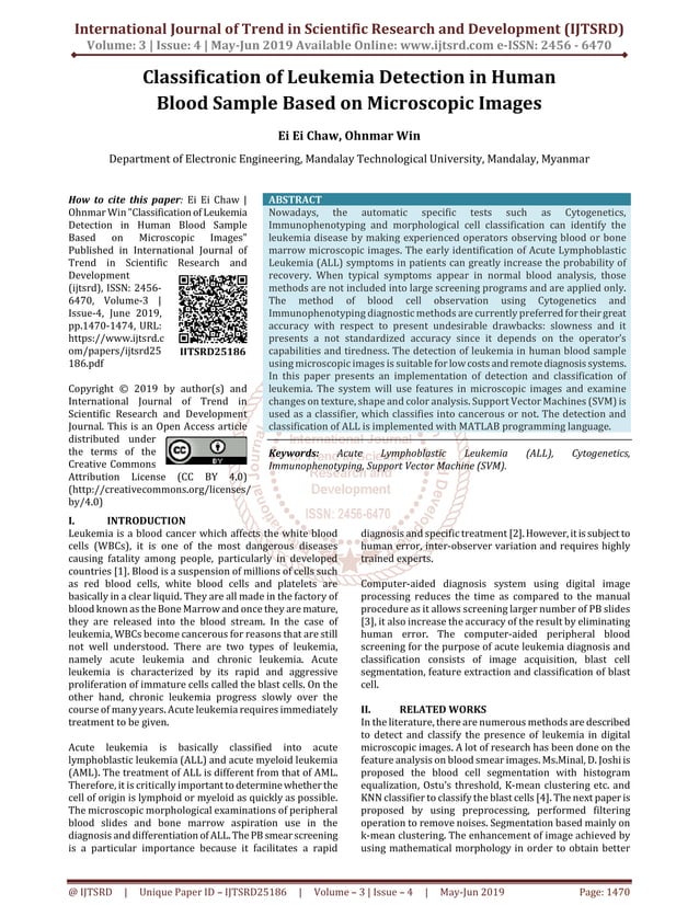 Classification of Leukemia Detection in Human Blood Sample Based on ...