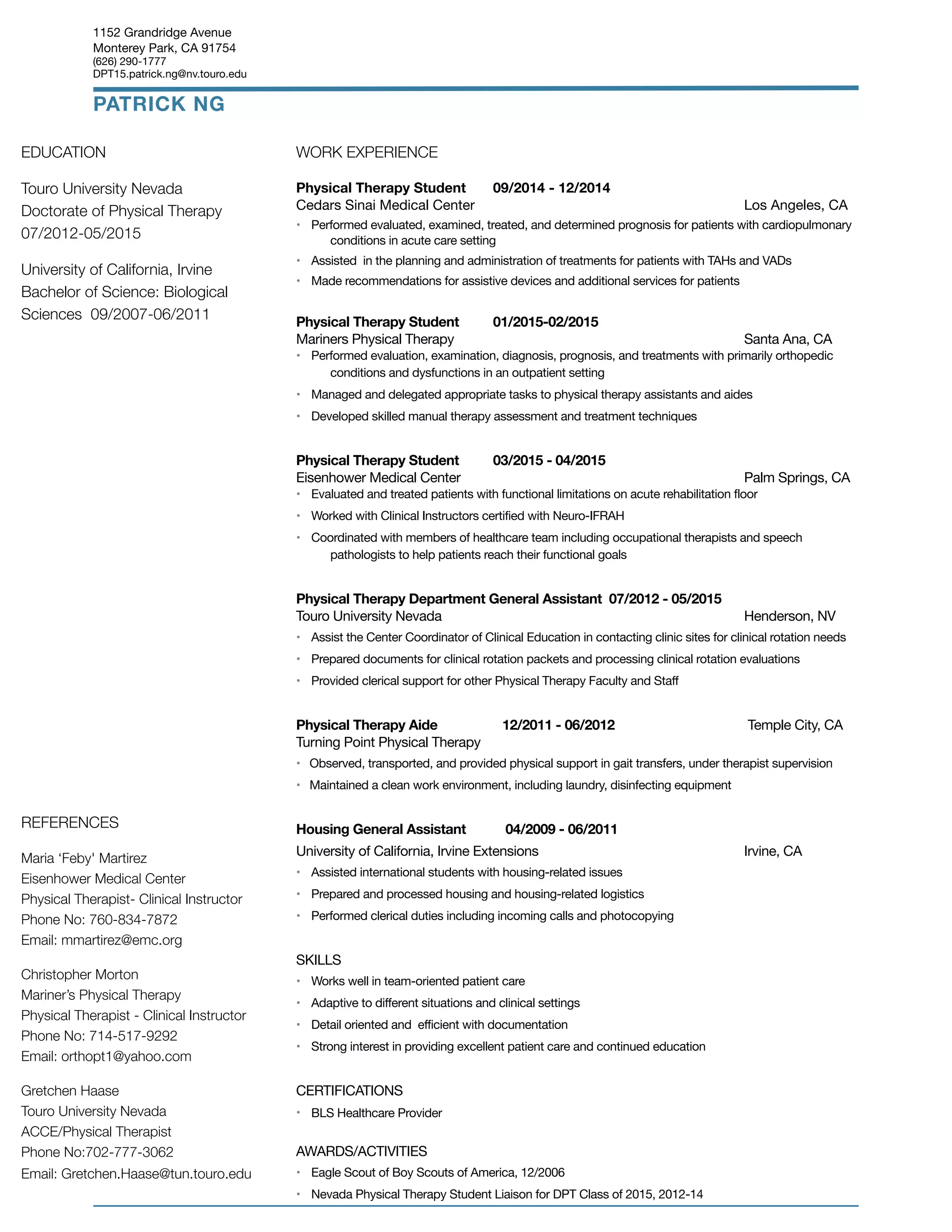 Ng, Patrick Resume | PDF