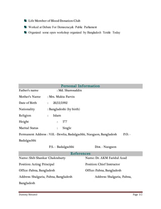 Résumé of Tariqul Islam | DOCX