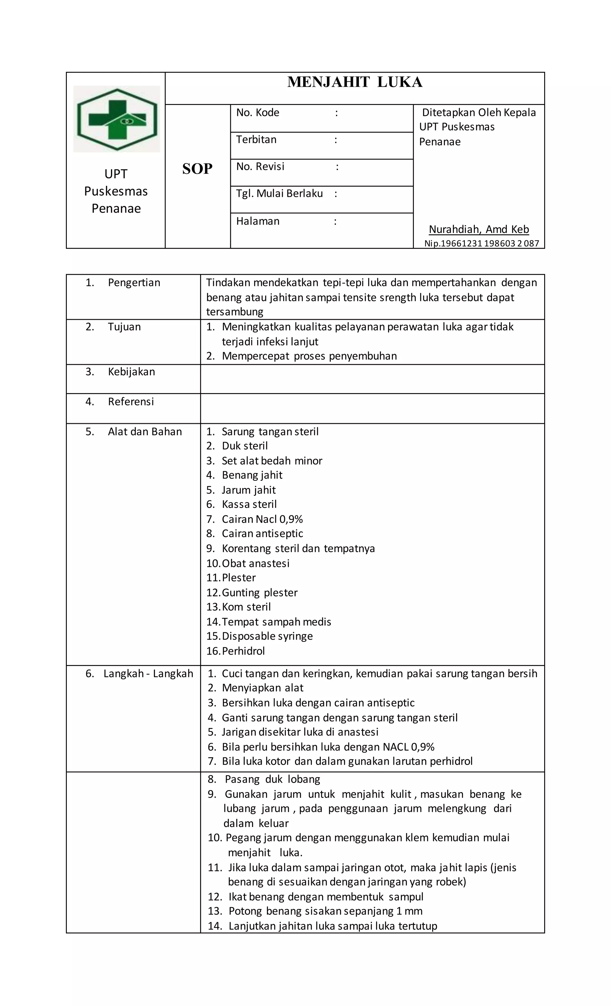 315216053 sop-ruangan-tindakan | DOCX