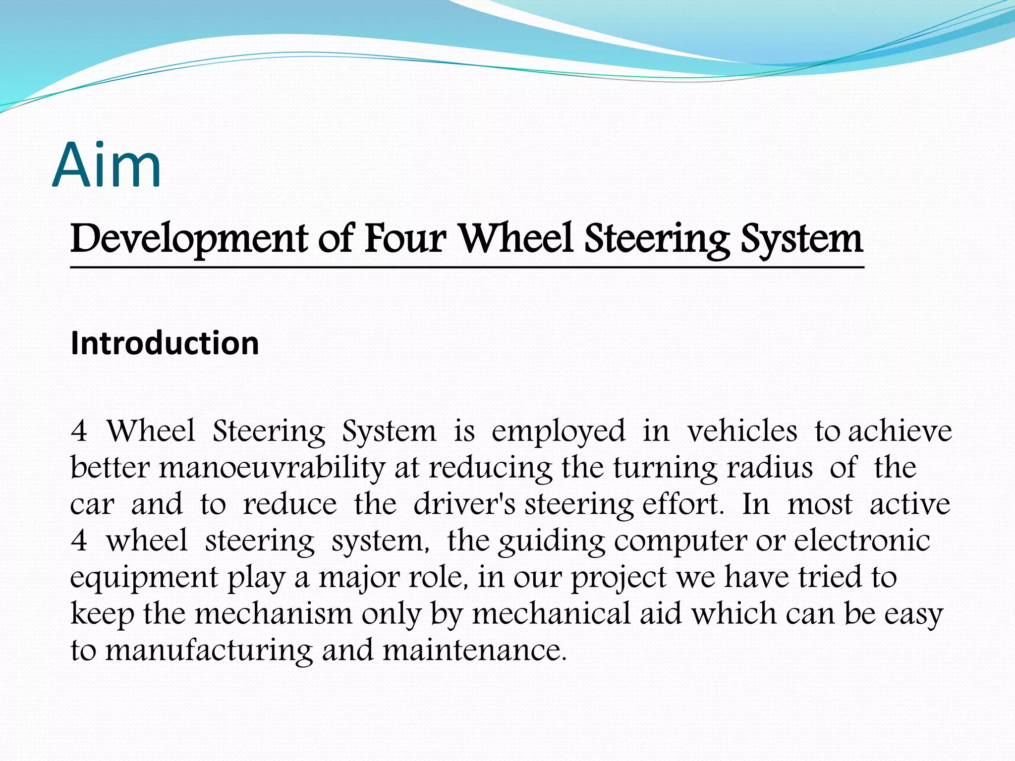 Fabrication of optional 4W steering mechanism | PPT
