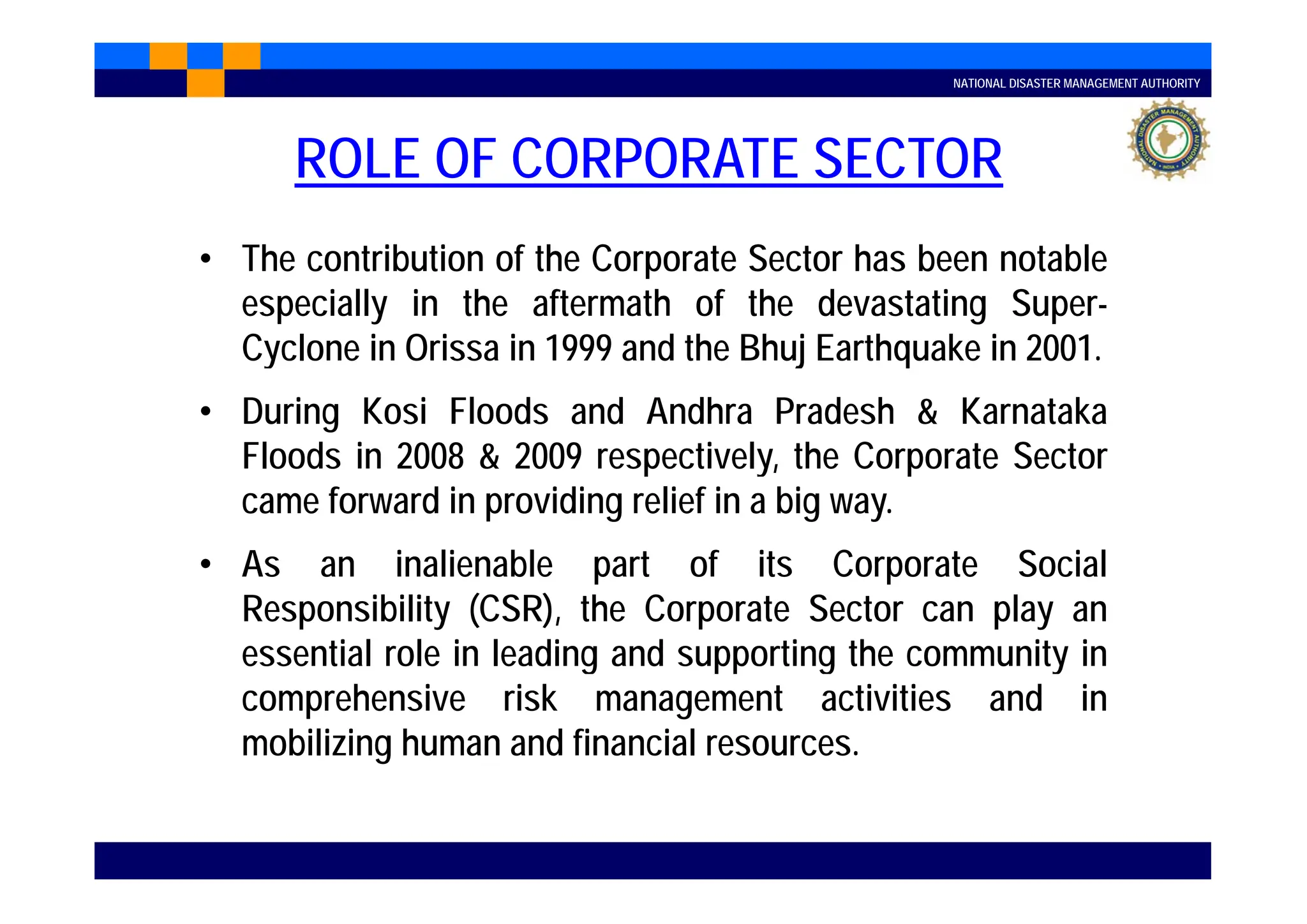 National Disaster Management Authority (India), abbreviated as NDMA, is ...