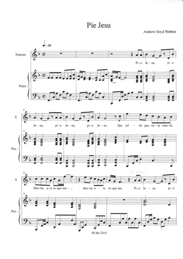 315572963 pie-jesu-andrew-lloyd-webber-in-f | PDF