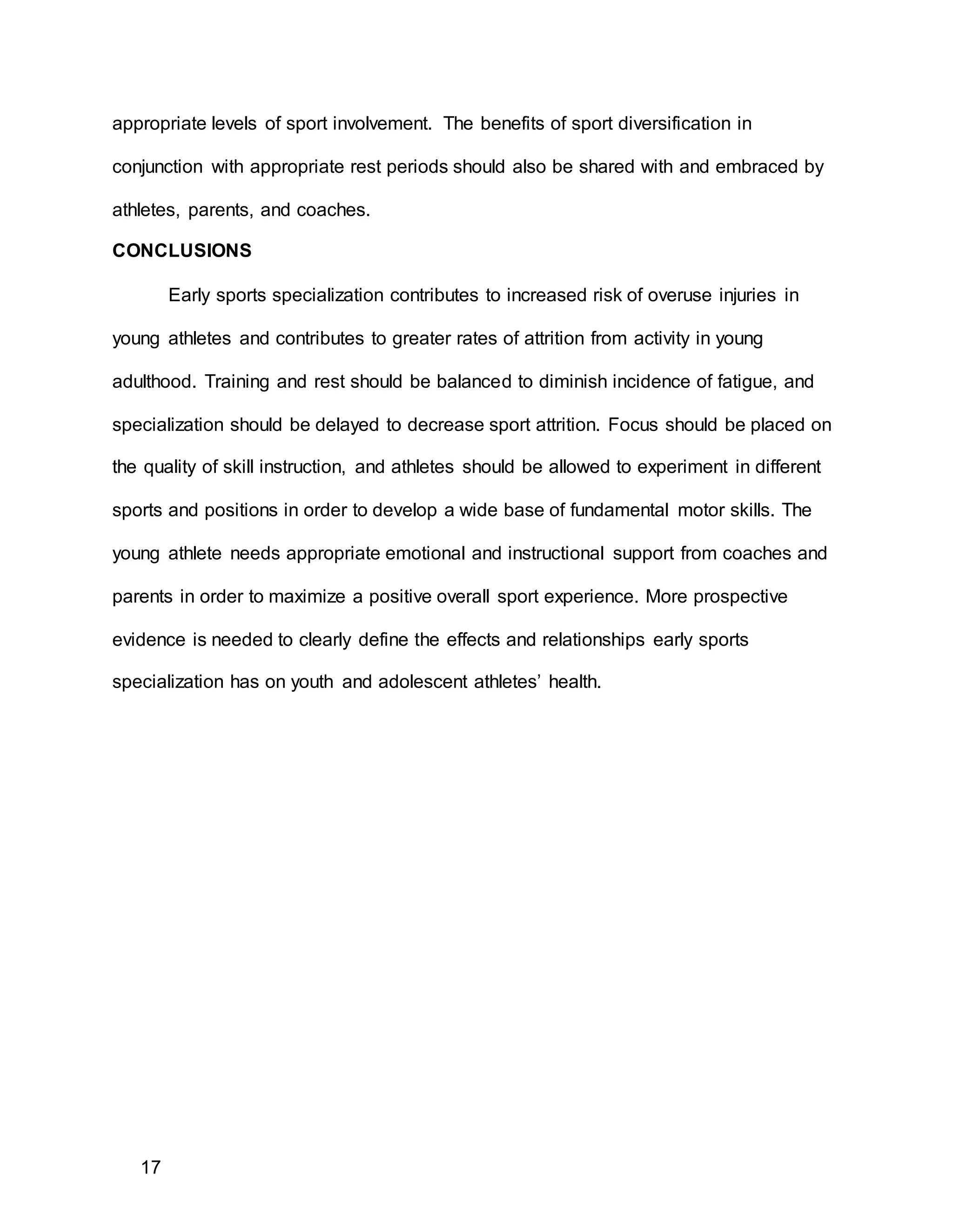 Sports Specialization Final | DOCX