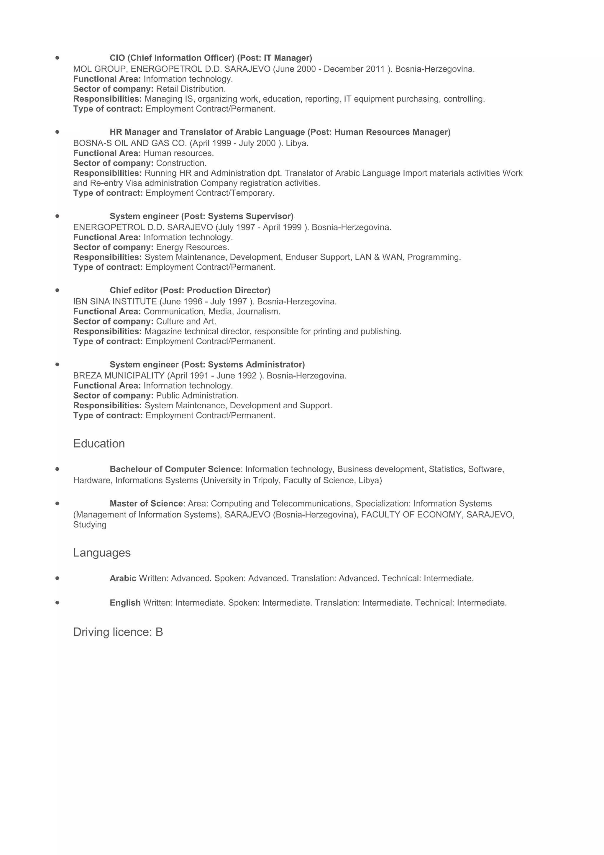 CV_Fuad_Siladzic_eng | DOC | Business Accounting & Finance | Business