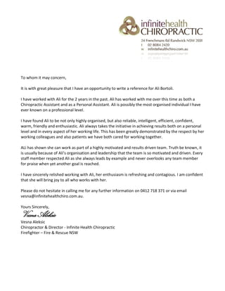 Ali Bortoli Reference | PDF