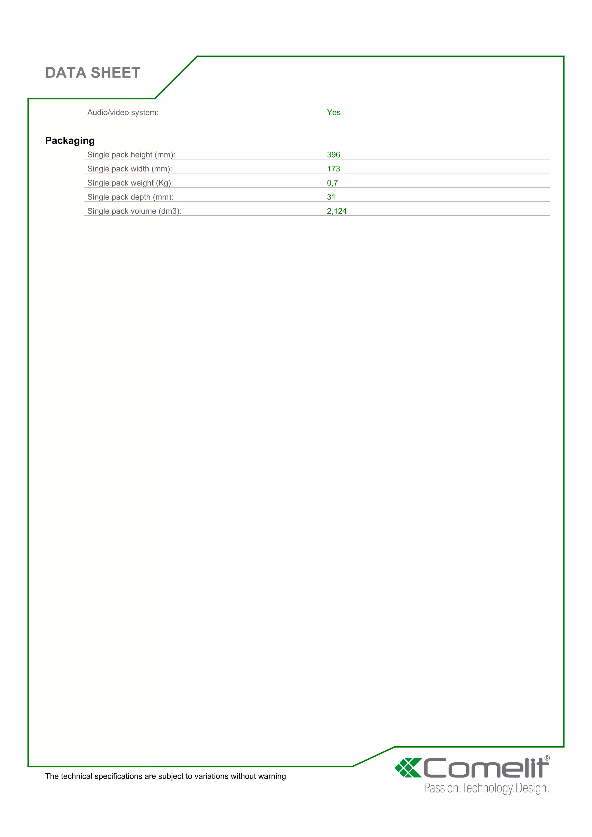 Comelit 31612A Data Sheet | PDF | Technology & Computing