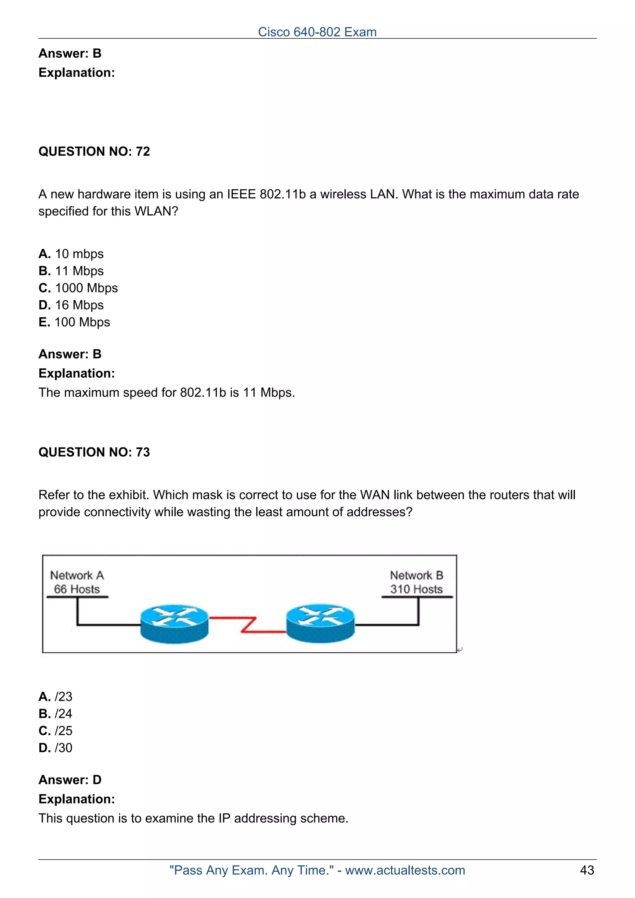 Đề Thi Trắc Nghiệm CCNA Full | PDF | Computer Networking | Computing
