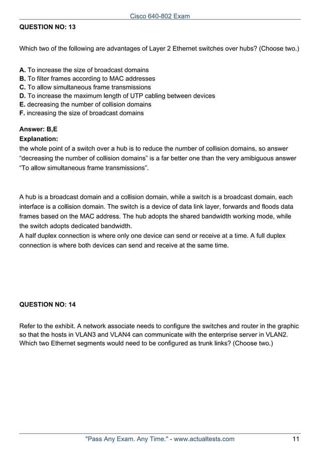 Đề Thi Trắc Nghiệm CCNA Full | PDF | Computer Networking | Computing