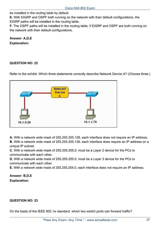 Đề Thi Trắc Nghiệm CCNA Full | PDF | Computer Networking | Computing