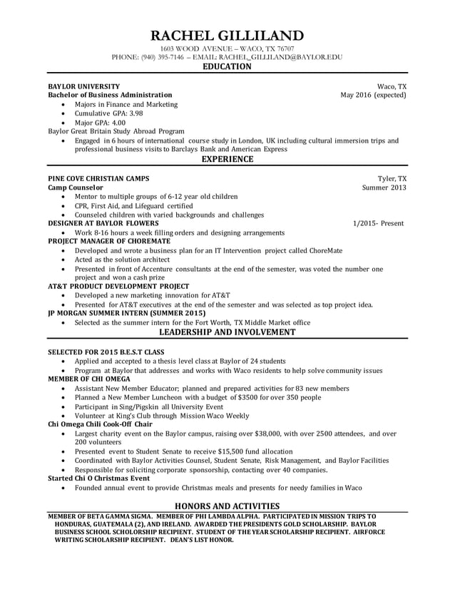Rachel Gilliland Resume | PDF