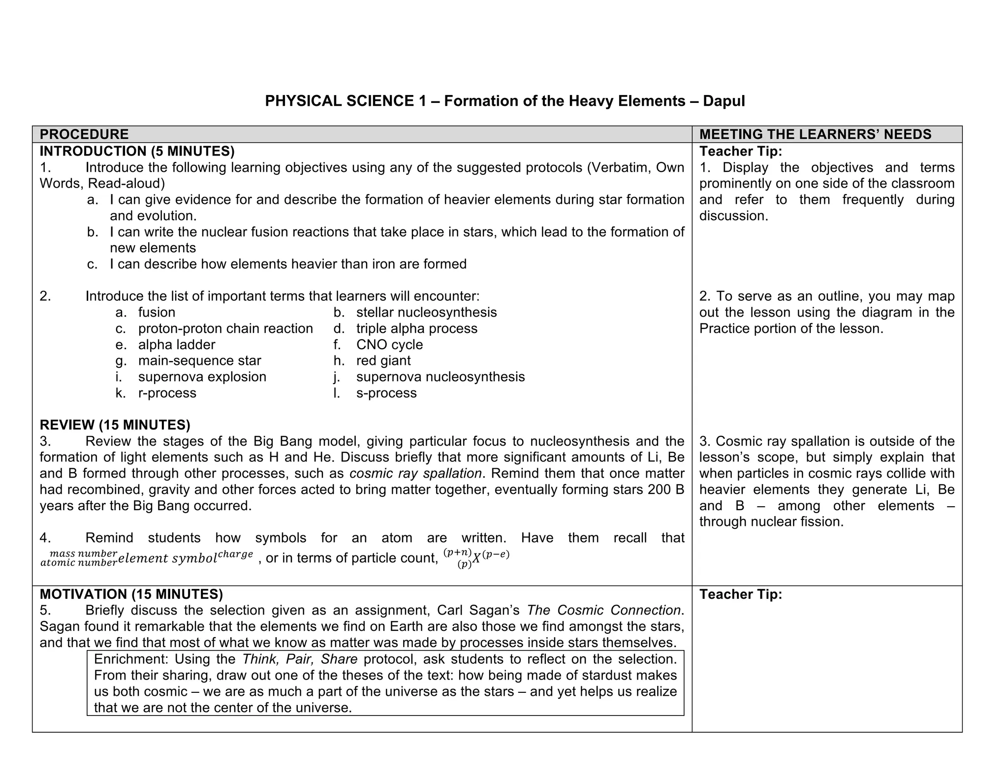 Physical Science Curriculum Guide Department of Education | PPT