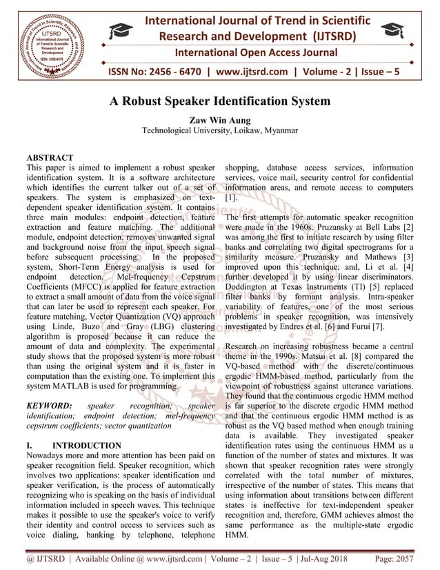 A Robust Speaker Identification System | PDF