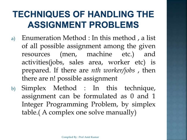 Assignment Problem | PPTX