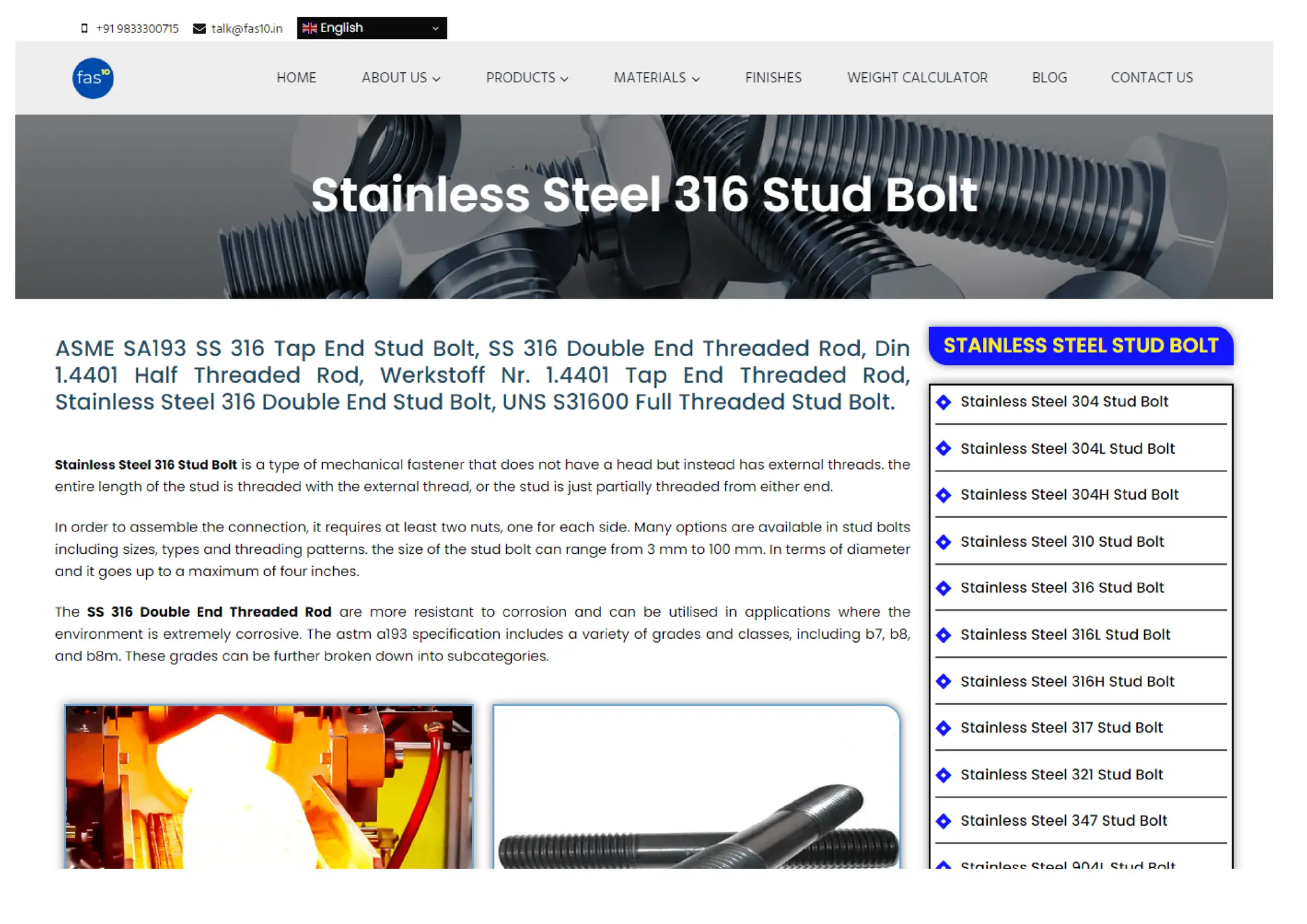 Stainless Steel 316 Stud Bolt | ASTM A193 SS 316 Studj Bolt- fas10 | PPT