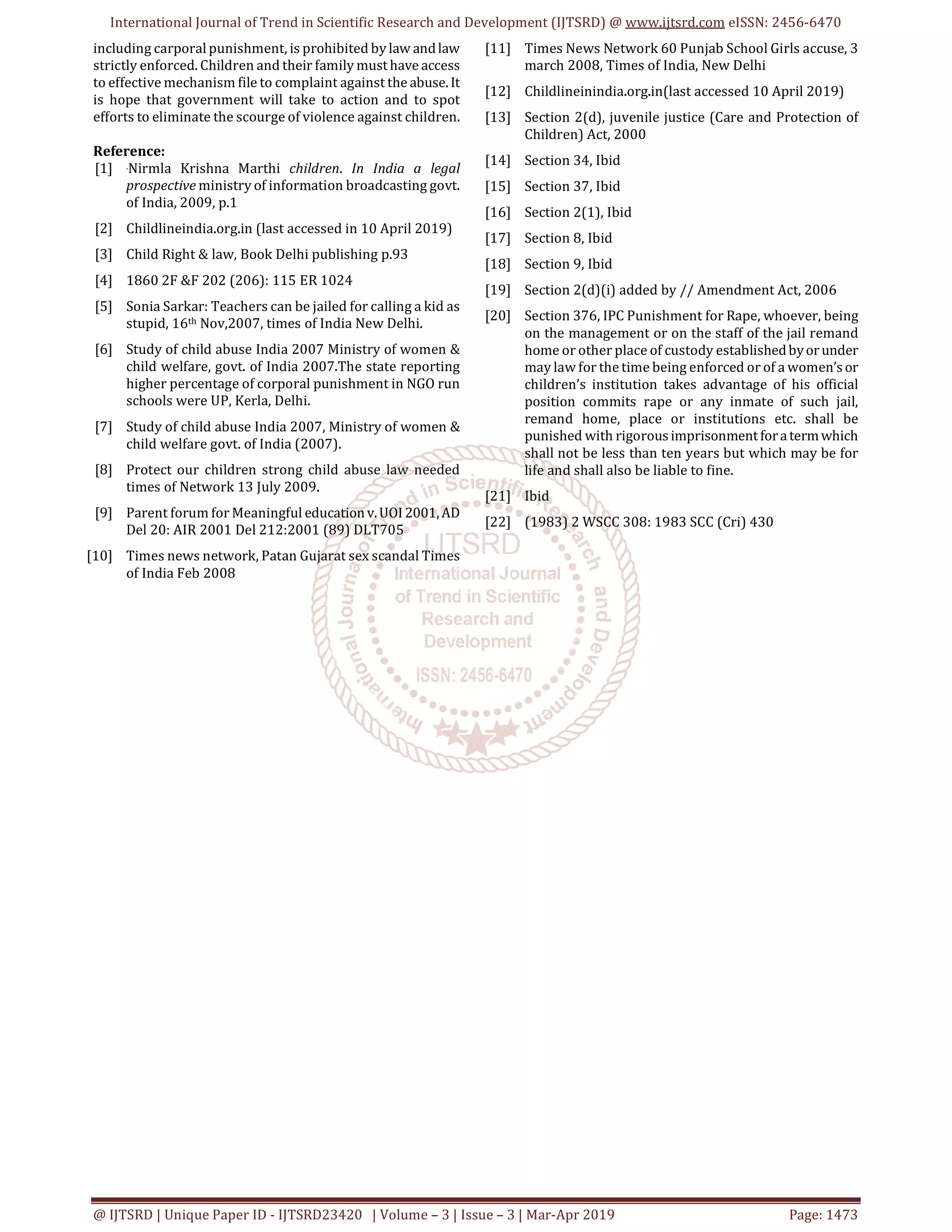 Violation of Child Rights in Institutions | PDF | Debated Sensitive ...